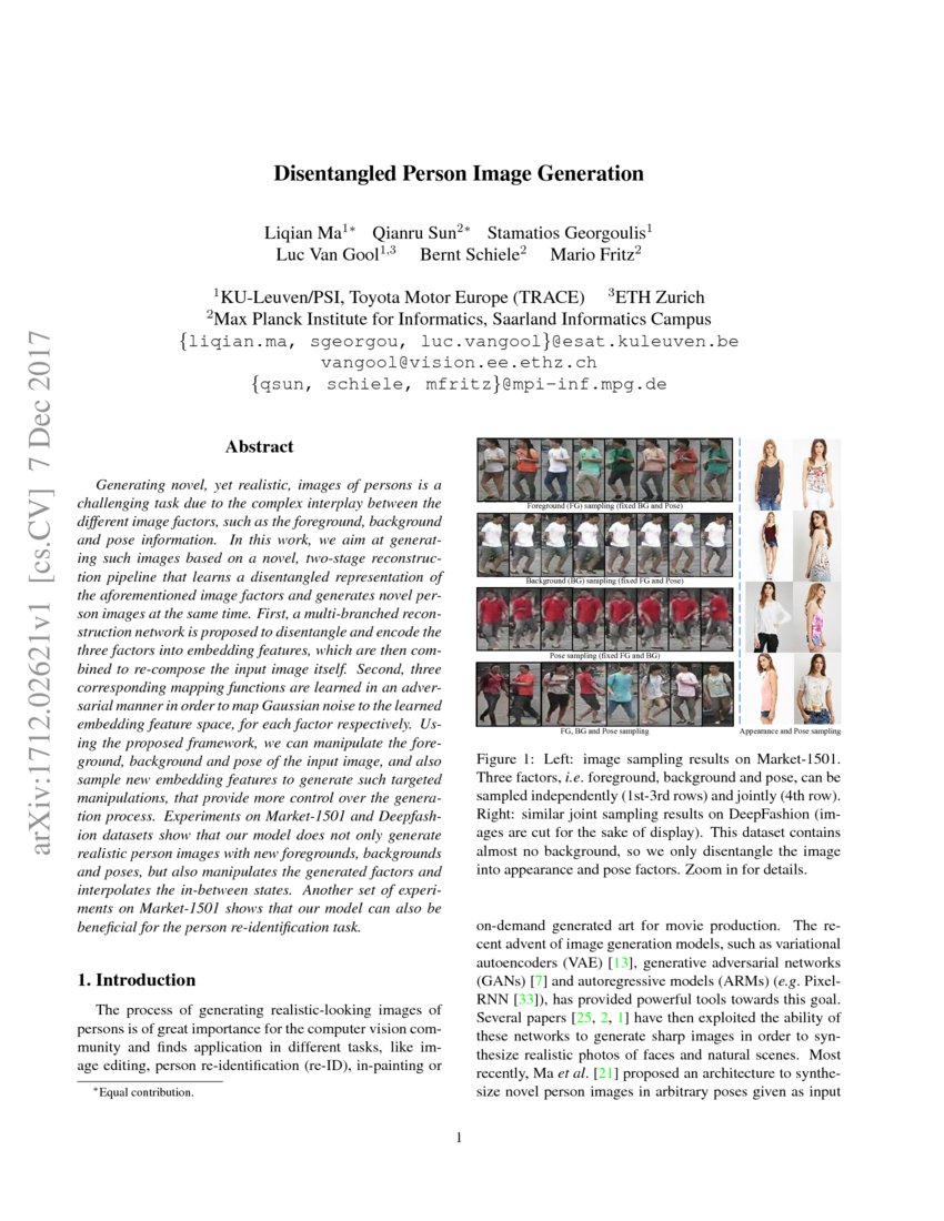 Disentangled Person Image Generation | DeepAI