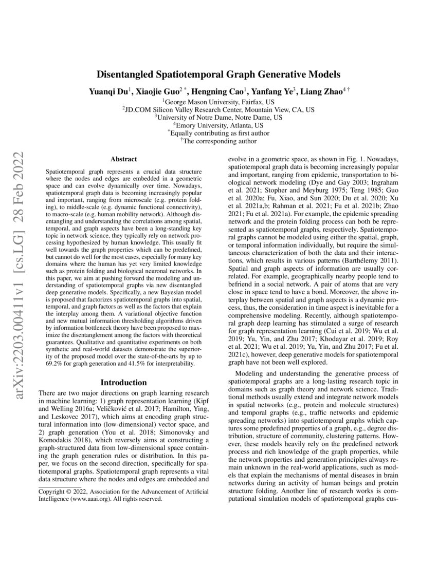 Disentangled Spatiotemporal Graph Generative Models Deepai