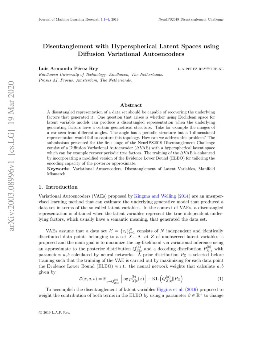 Disentanglement With Hyperspherical Latent Spaces Using Diffusion