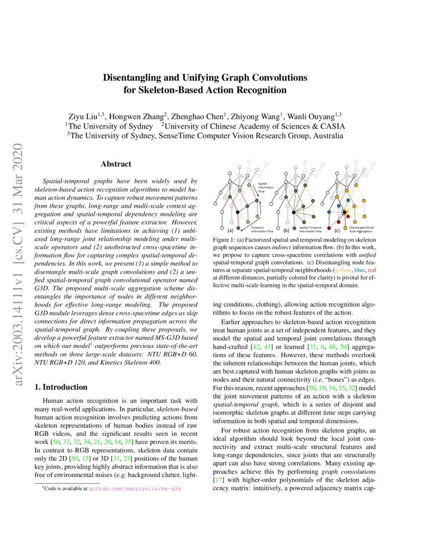 Disentangling and Unifying Graph Convolutions for Skeleton-Based Action Recognition | DeepAI