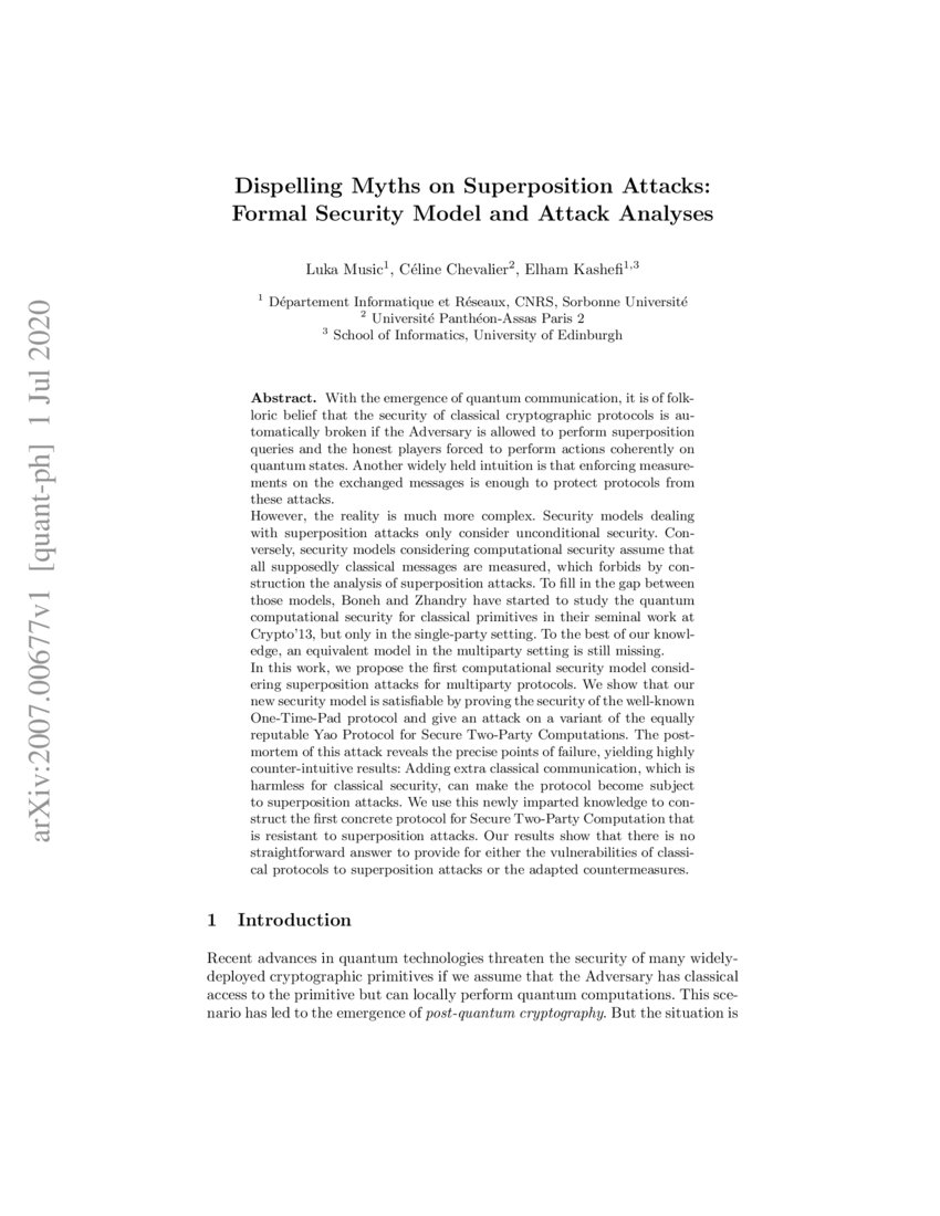 Dispelling Myths On Superposition Attacks Formal Security Model And Attack Analyses Deepai