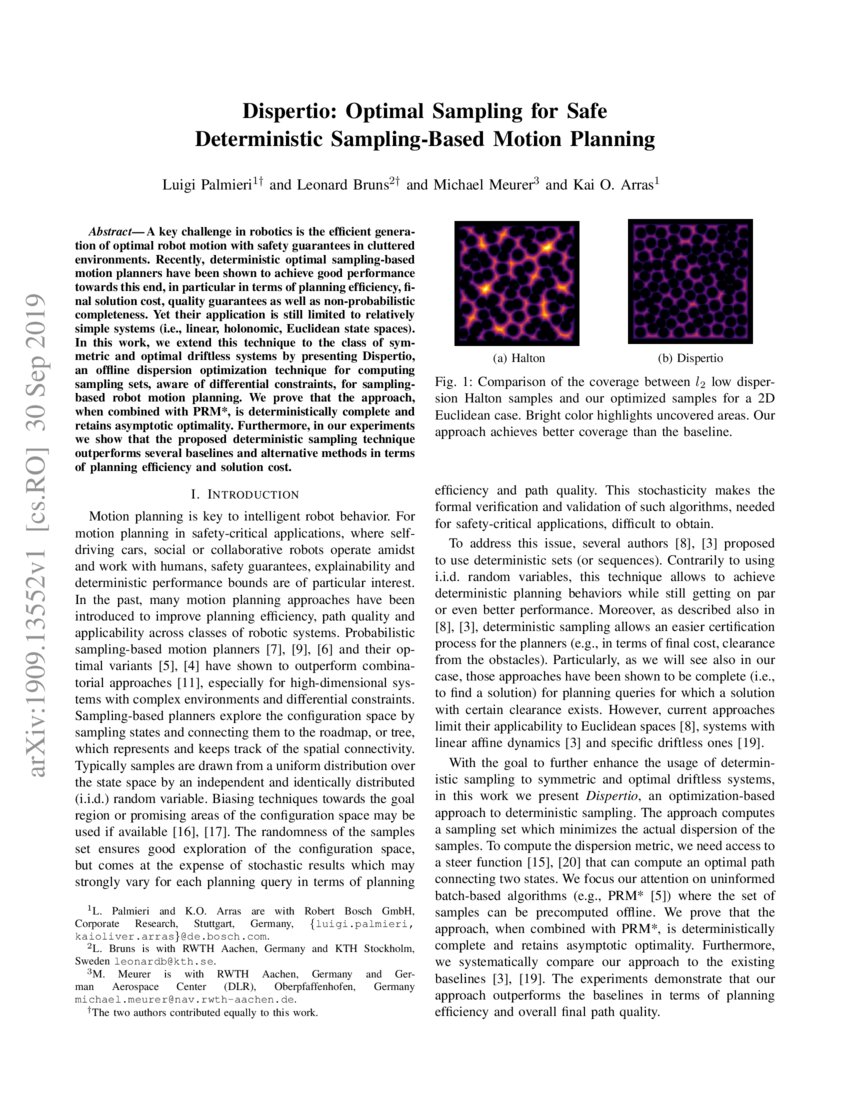Dispertio Optimal Sampling For Safe Deterministic Sampling Based