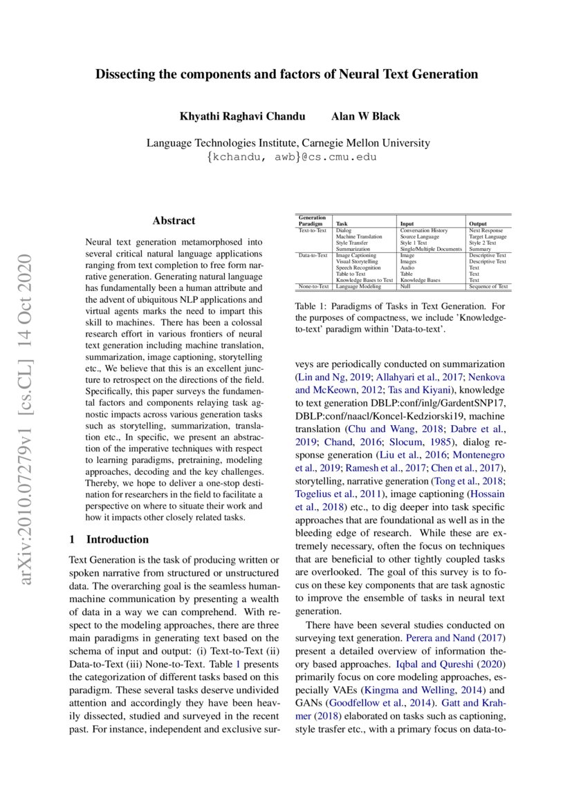Dissecting the components and factors of Neural Text Generation | DeepAI
