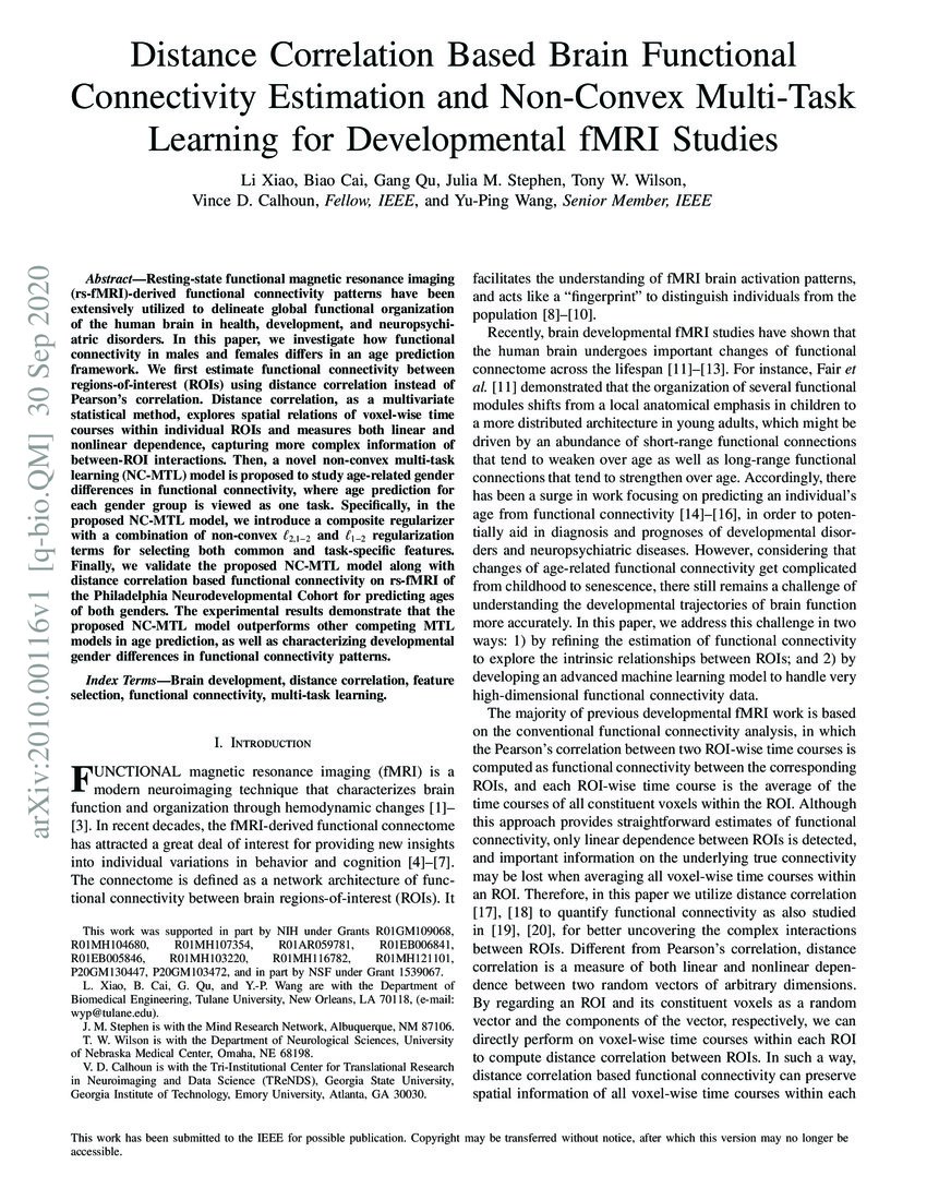 Distance Correlation Based Brain Functional Connectivity Estimation And Non Convex Multi Task