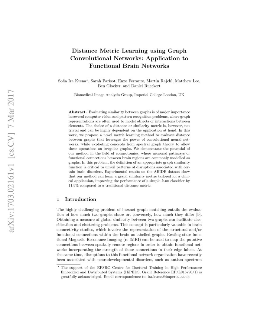 Distance Metric Learning using Graph Convolutional Networks: Application to Functional Brain ...