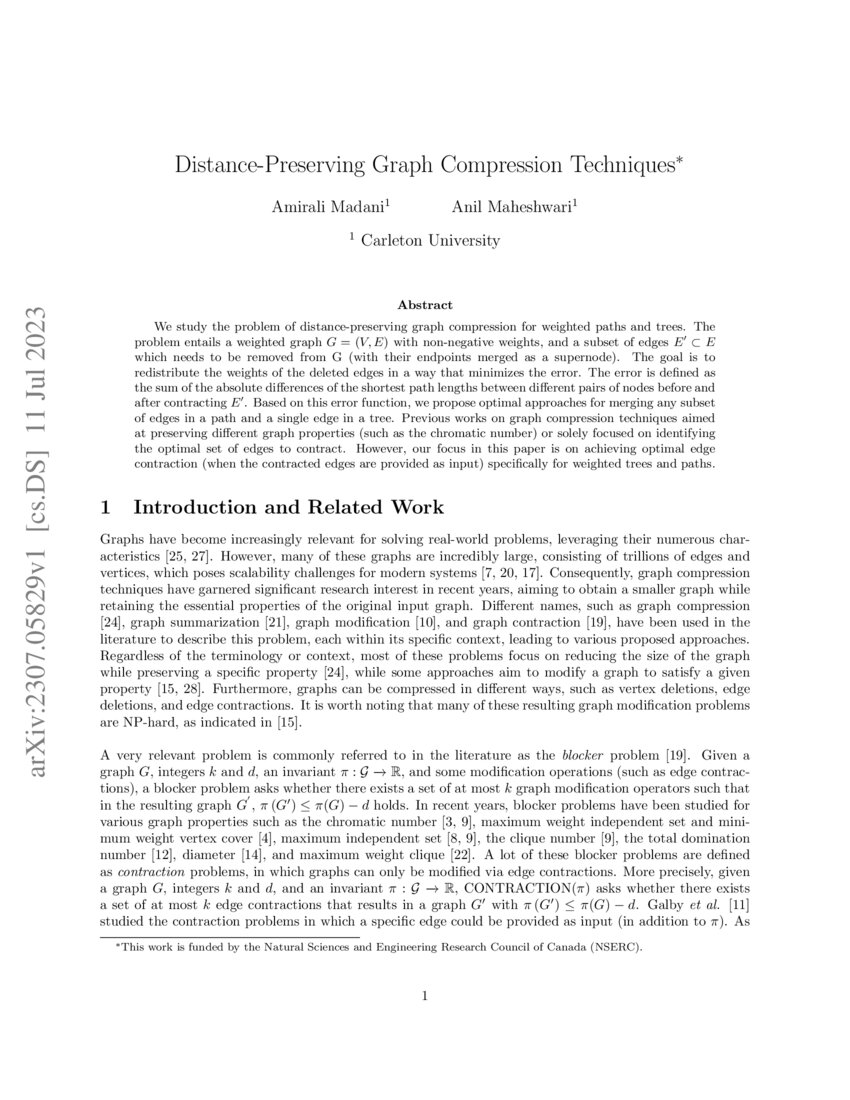 Distance Preserving Graph Compression Techniques Deepai