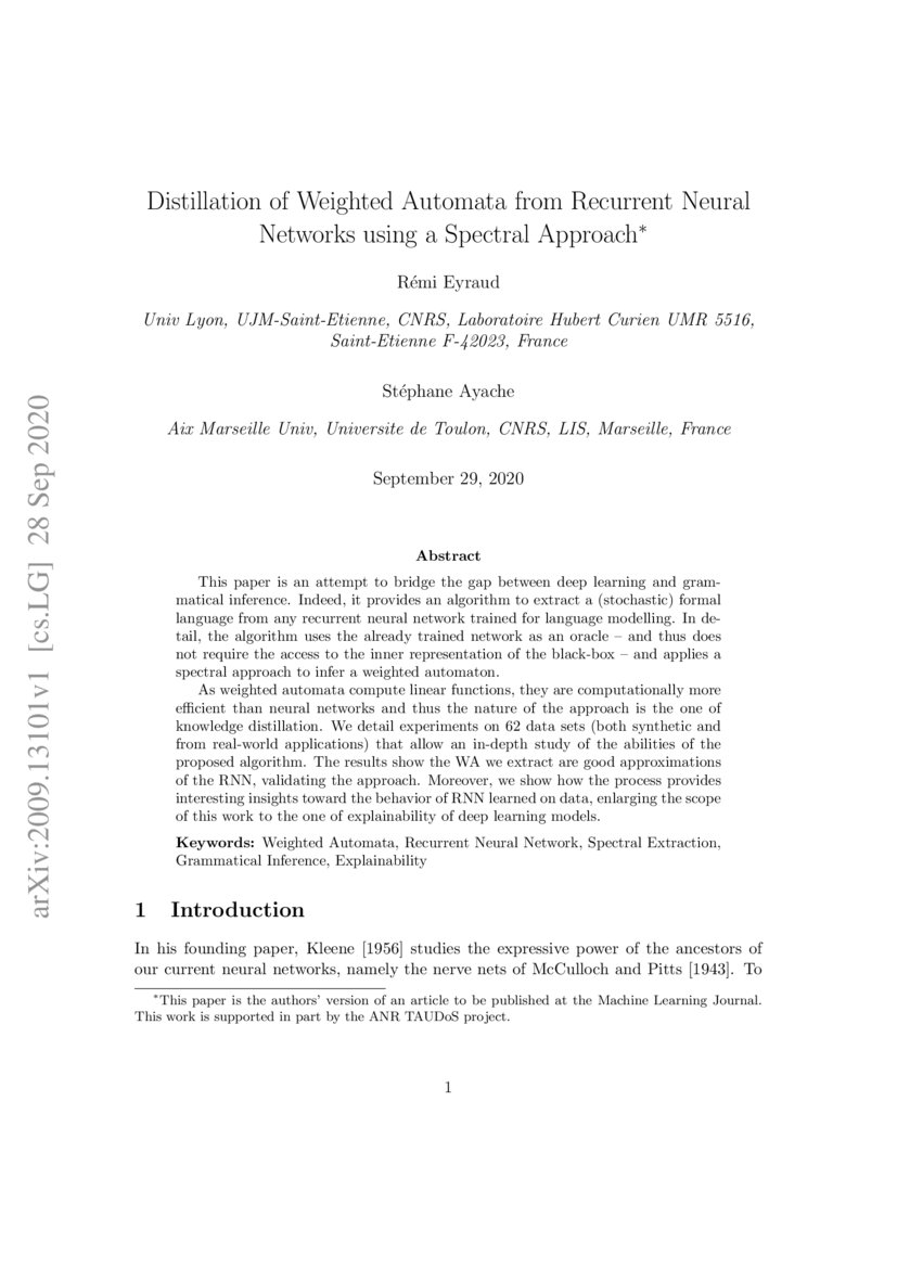 Distillation Of Weighted Automata From Recurrent Neural Networks Using