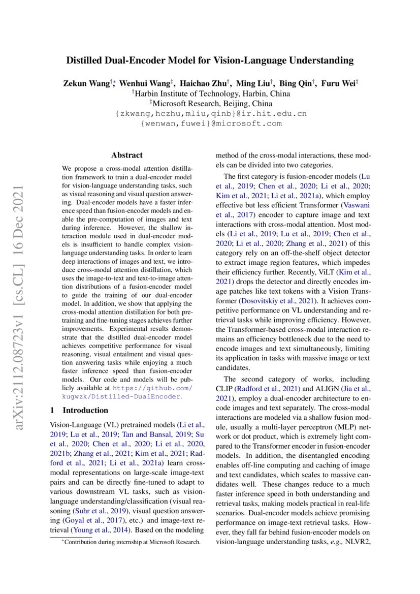 Distilled Dual Encoder Model For Vision Language Understanding Deepai 9508