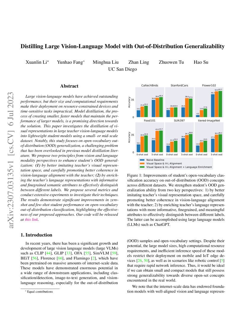 Distilling Large Vision-Language Model with Out-of-Distribution Generalizability | DeepAI