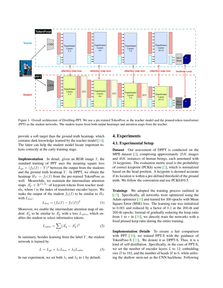 Distilling Token Pruned Pose Transformer For 2d Human Pose Estimation Deepai