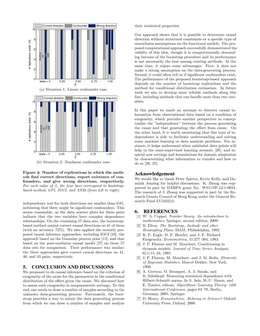 Distinguishing Cause from Effect Based on Exogeneity | DeepAI