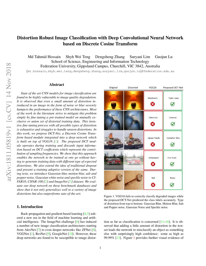 Distortion Robust Image Classification with Deep Convolutional Neural Network based on Discrete ...