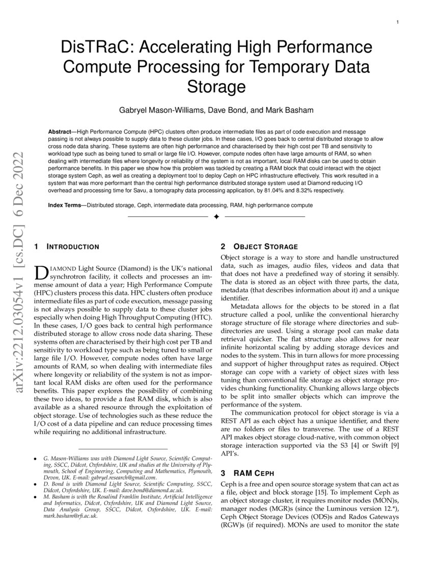 Distrac Accelerating High Performance Compute Processing For Temporary Data Storage Deepai 