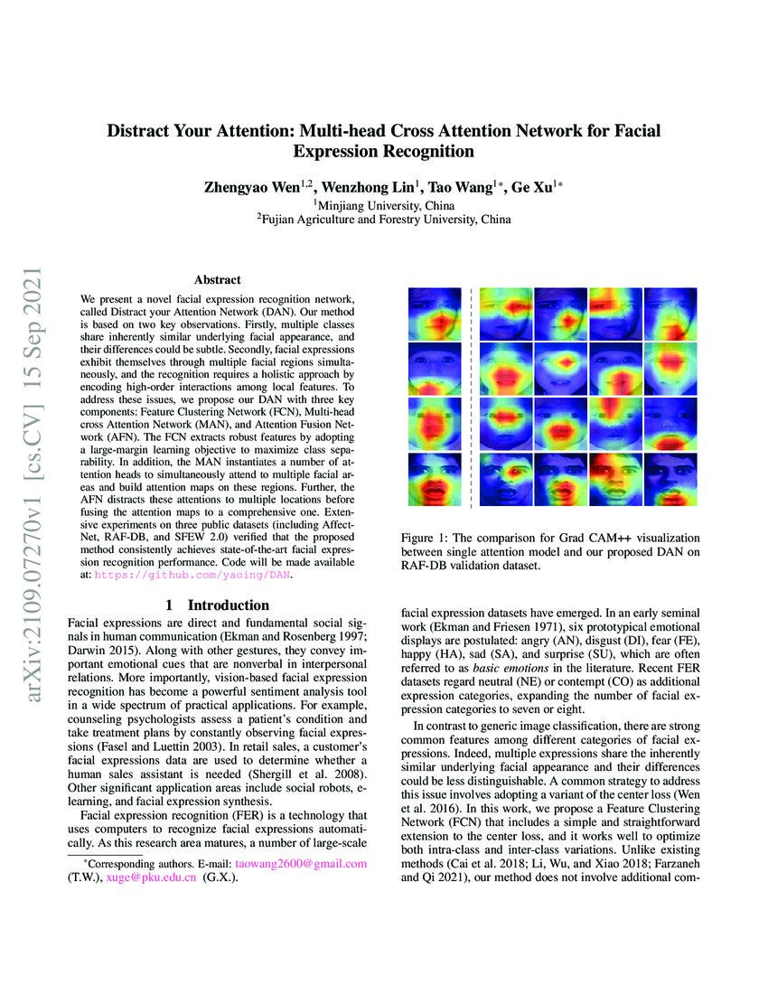 Distract Your Attention: Multi-head Cross Attention Network for Facial ... Distract Your Attention: Multi-head Cross Attention Network for Facial ...