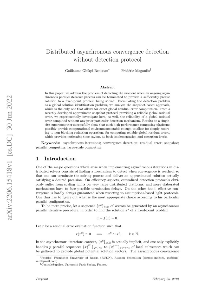 Distributed Asynchronous Convergence Detection Without Detection Protocol Deepai