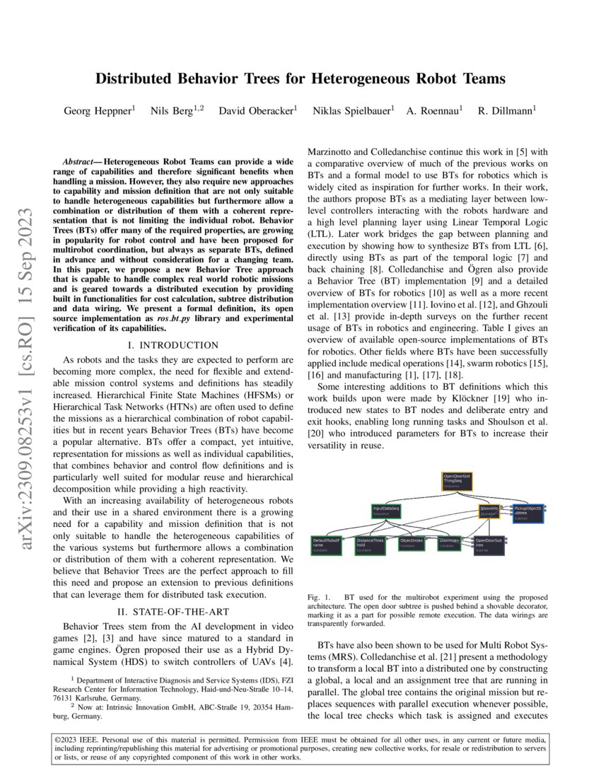 Distributed Behavior Trees For Heterogeneous Robot Teams Deepai