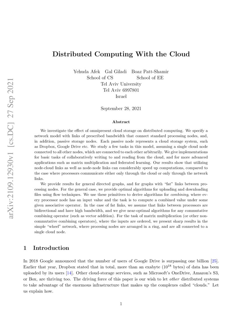Distributed Computing With The Cloud Deepai
