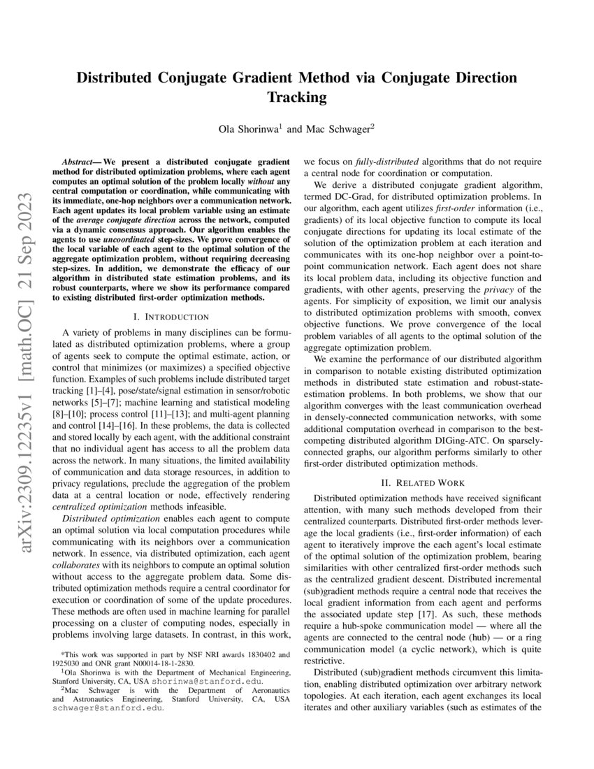 Distributed Conjugate Gradient Method Via Conjugate Direction Tracking Deepai