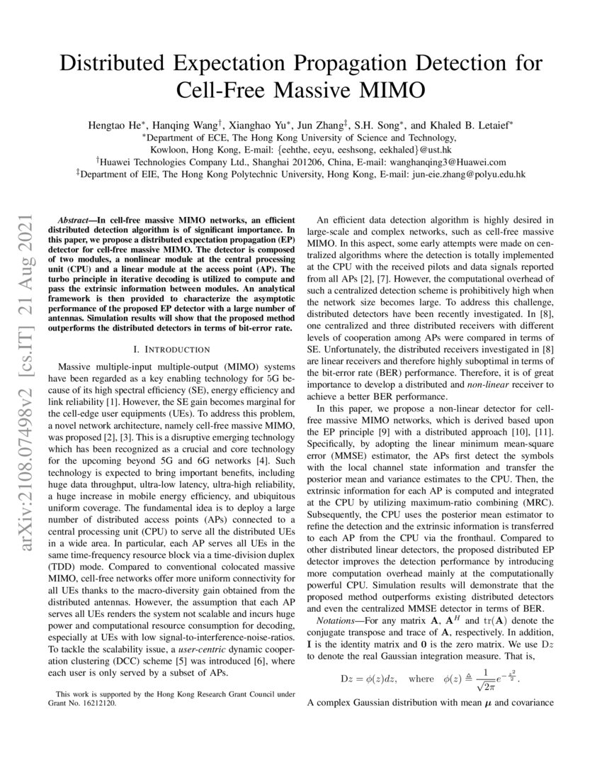 Distributed Expectation Propagation Detection For Cell Free Massive