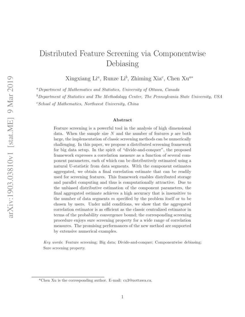 Distributed Feature Screening via Componentwise Debiasing | DeepAI
