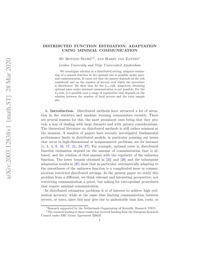 Distributed Function Estimation Adaptation Using Minimal Communication