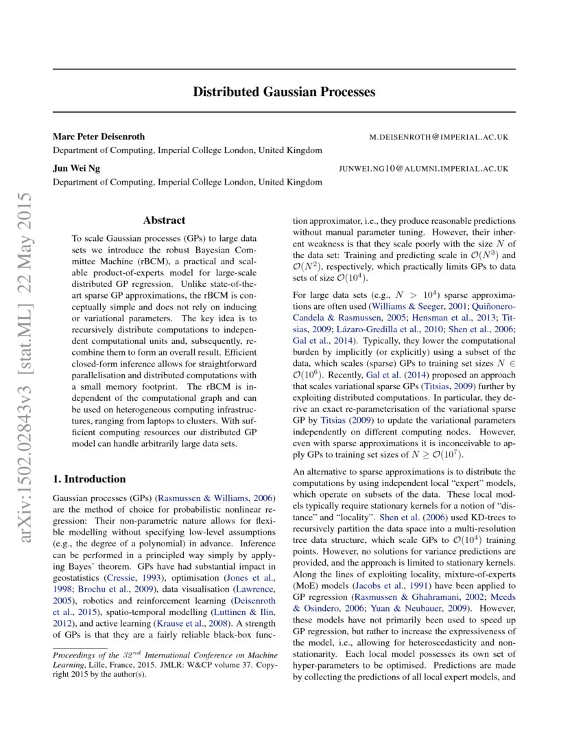 Distributed Gaussian Processes | DeepAI