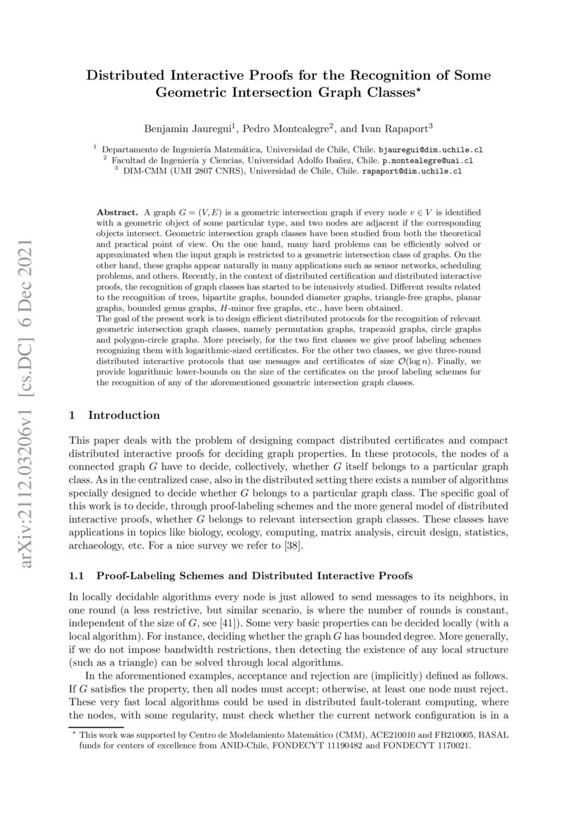 Distributed Interactive Proofs for the Recognition of Some Geometric Intersection Graph Classes ...