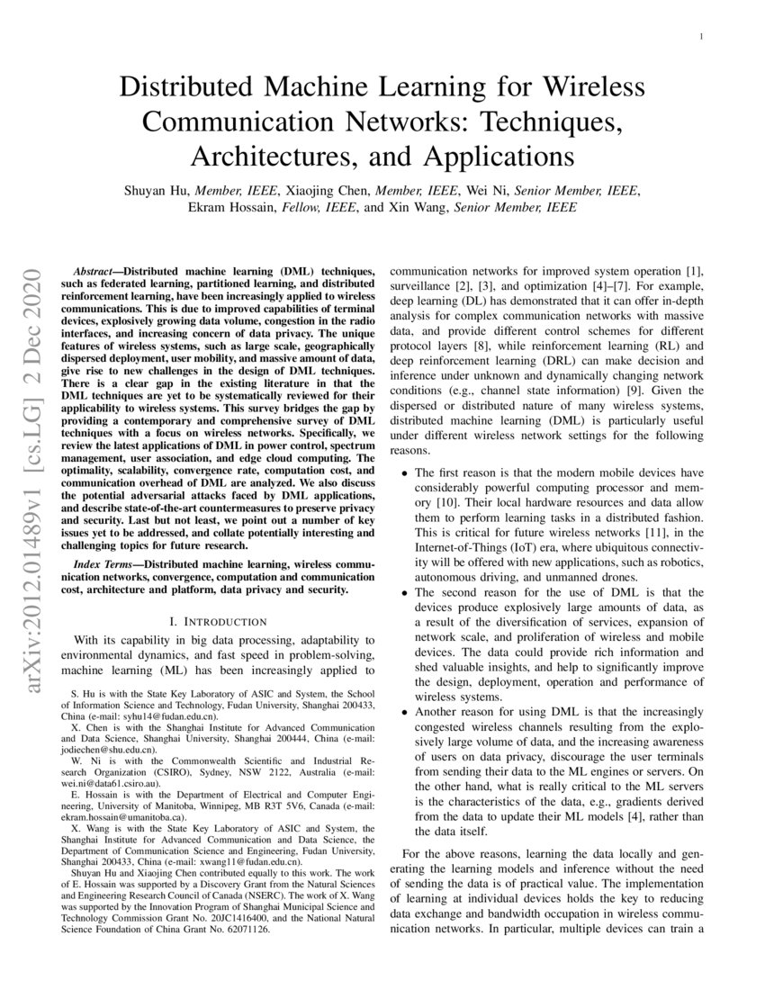 Distributed Machine Learning for Wireless Communication Networks ...