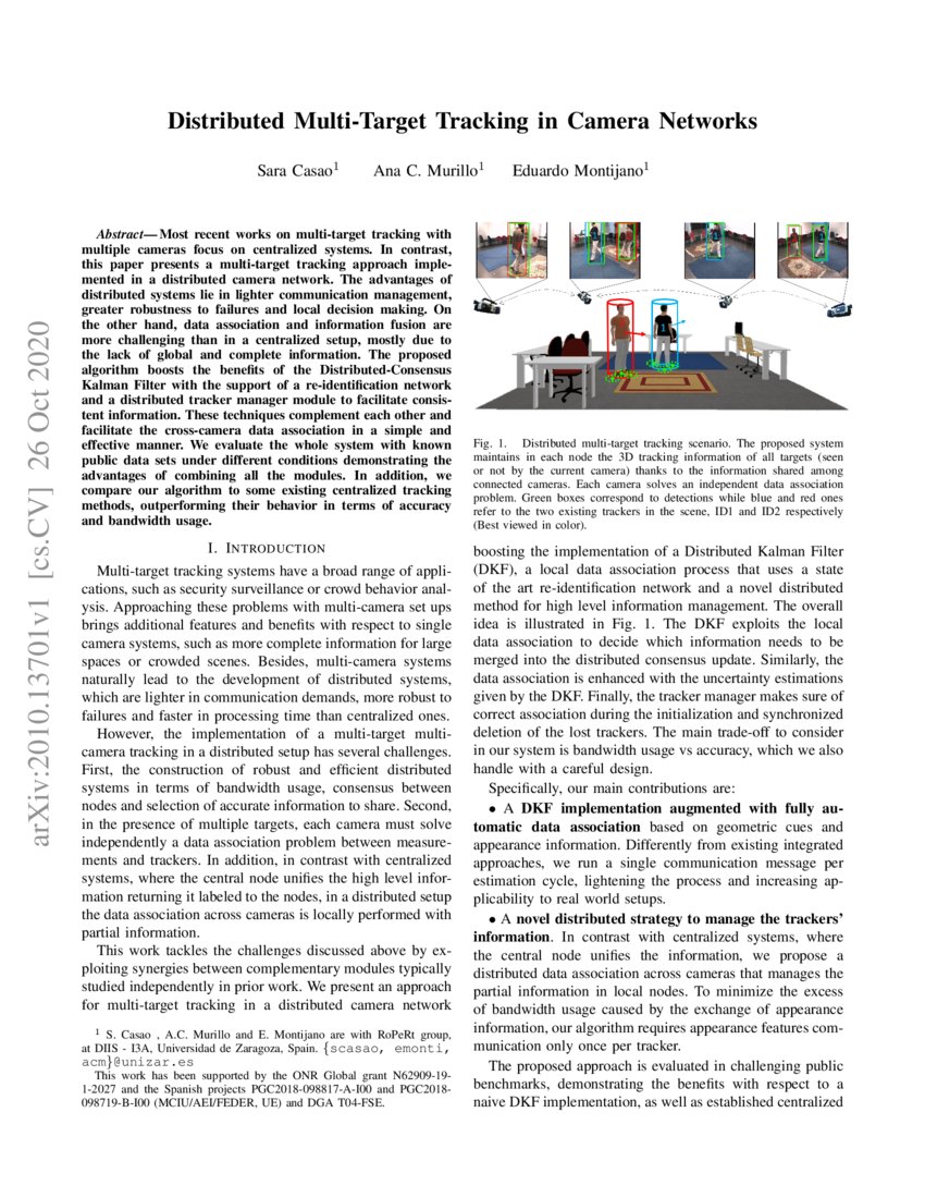 Distributed Multi Target Tracking In Camera Networks Deepai