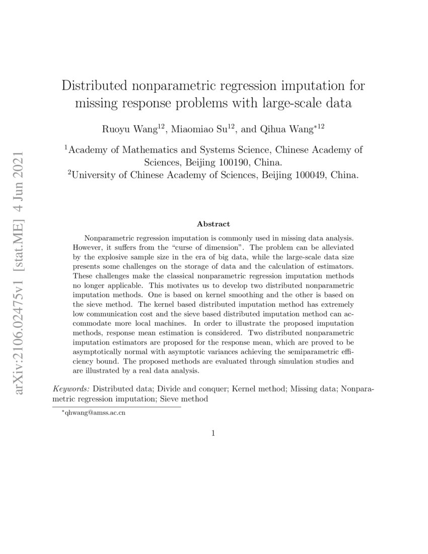 Distributed Nonparametric Regression Imputation For Missing Response Problems With Large Scale 