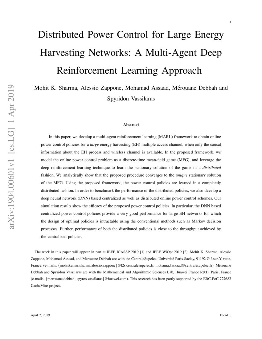 Distributed Power Control for Large Energy Harvesting Networks: A Multi-Agent Deep Reinforcement ...