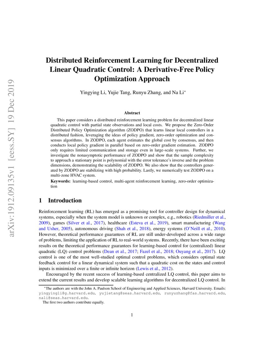 Distributed Reinforcement Learning for Decentralized Linear Quadratic Control: A Derivative-Free ...