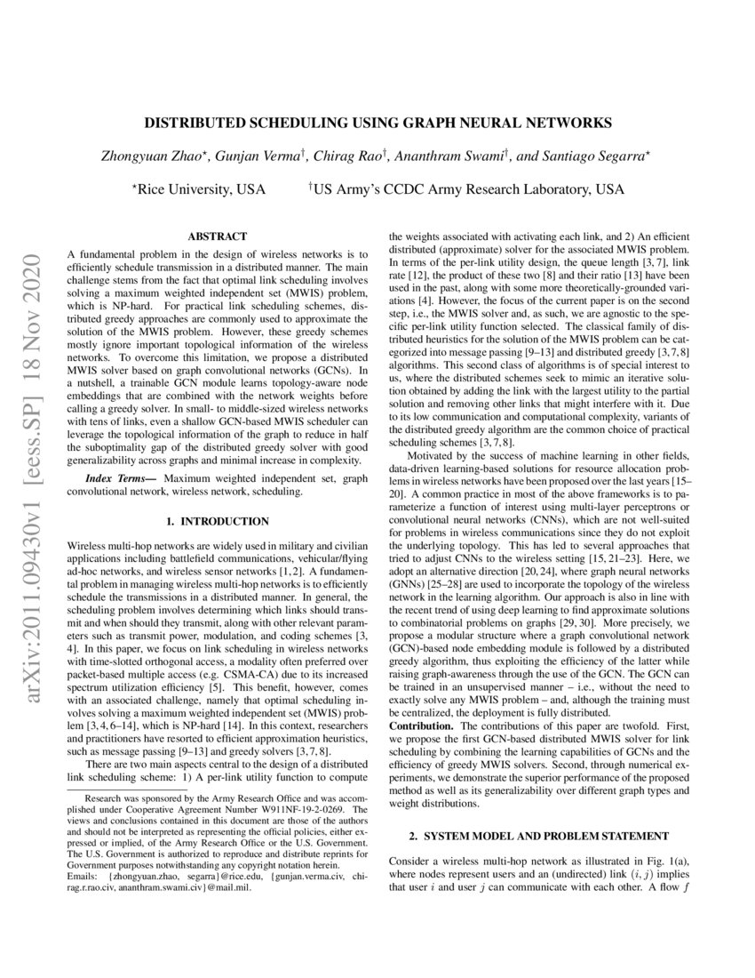 Distributed Scheduling using Graph Neural Networks | DeepAI