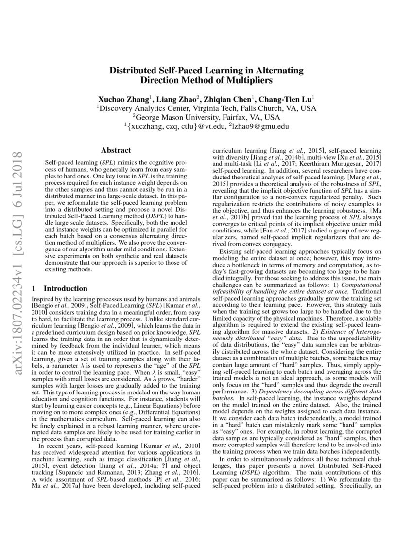 Distributed Self Paced Learning In Alternating Direction Method Of Multipliers Deepai