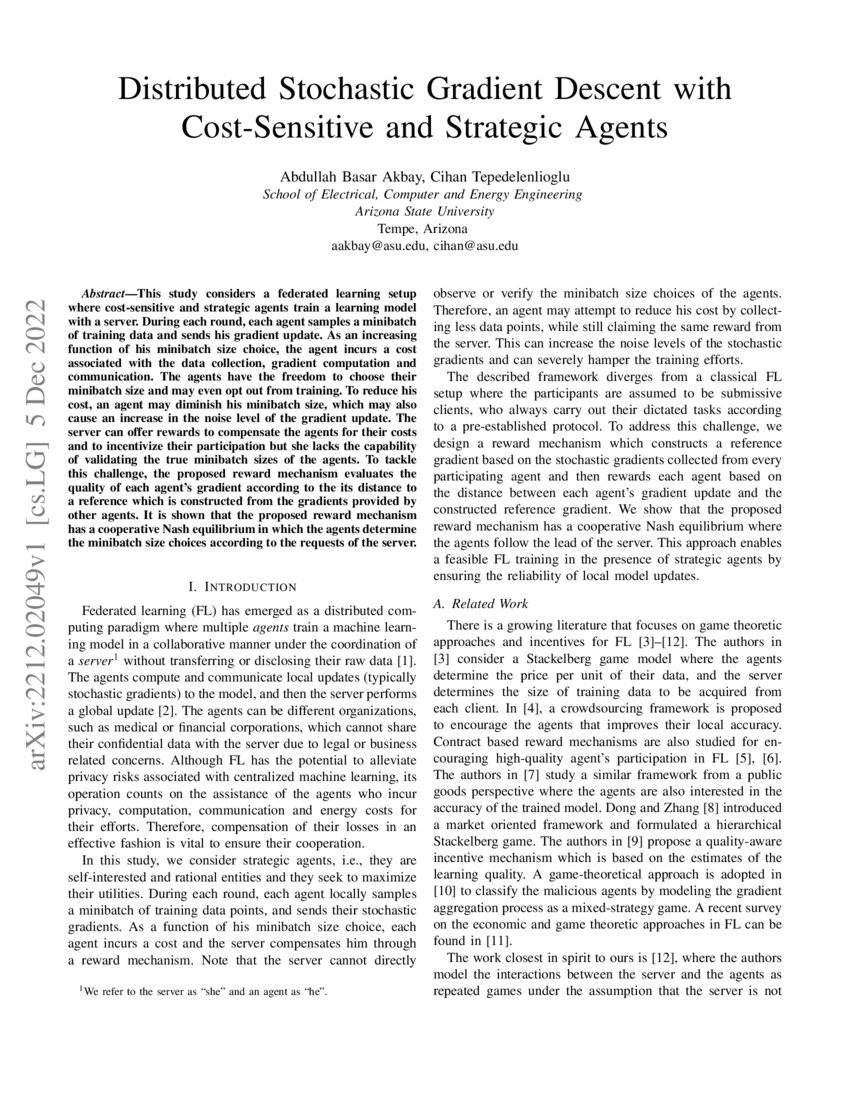 Distributed Stochastic Gradient Descent With Cost Sensitive And