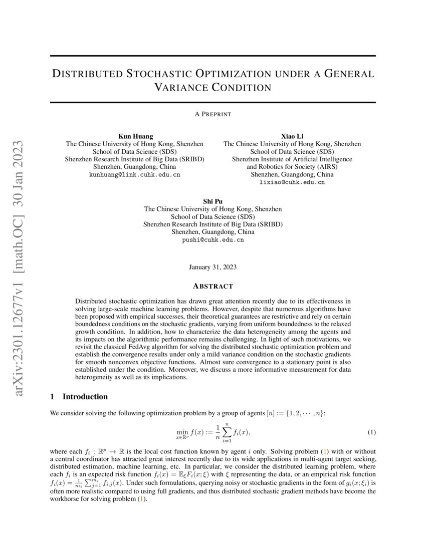 Distributed Stochastic Optimization Under A General Variance Condition Deepai