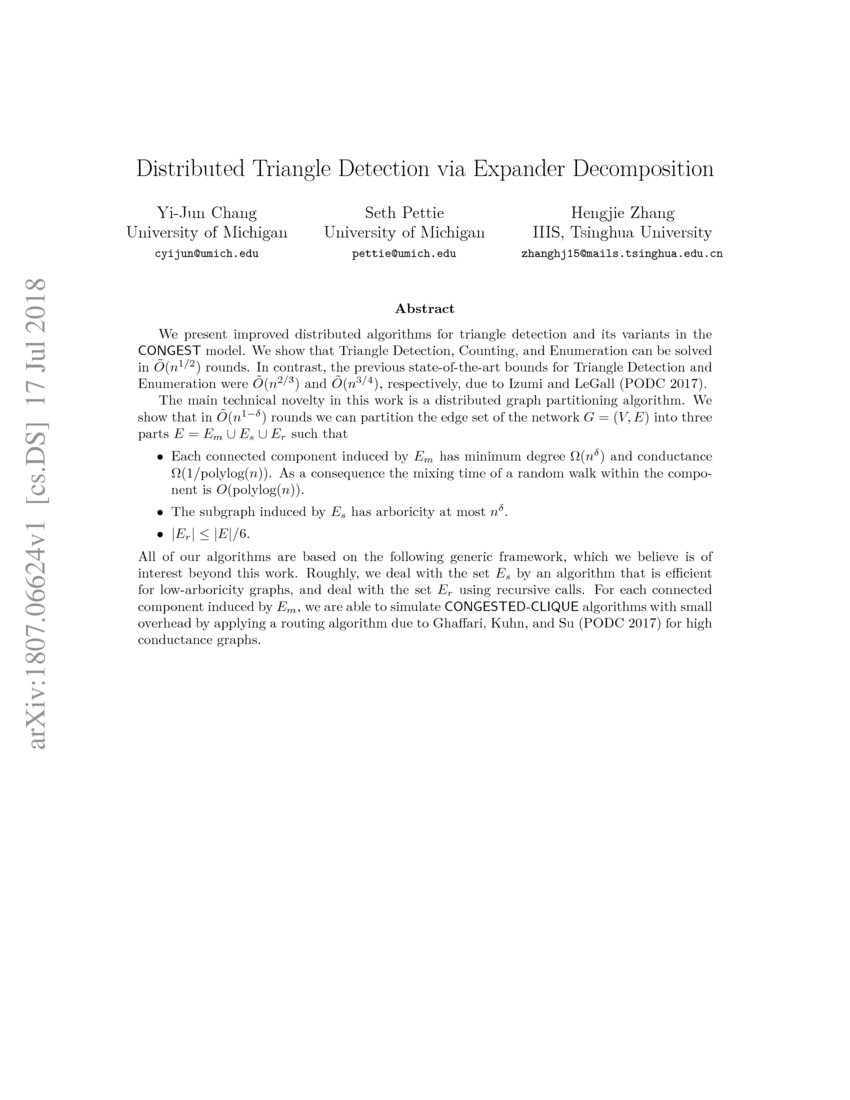 Distributed Triangle Detection Via Expander Decomposition Deepai