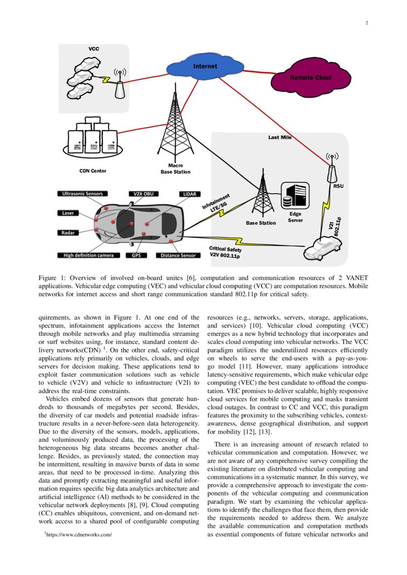 Distributed Vehicular Computing at the Dawn of 5G: a Survey | DeepAI