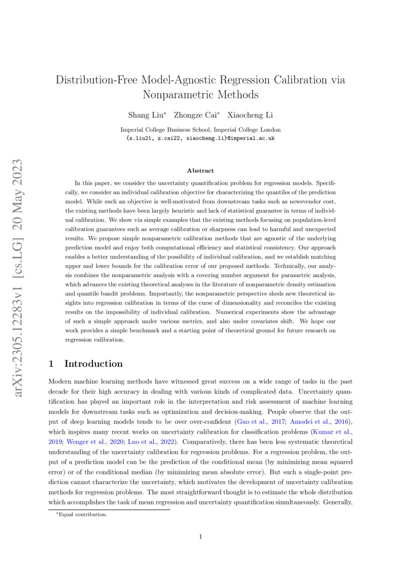 Distribution Free Model Agnostic Regression Calibration Via