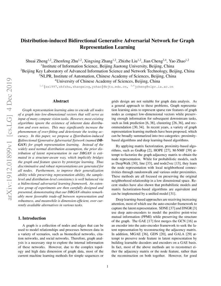 Distribution Induced Bidirectional Generative Adversarial Network For Graph Representation