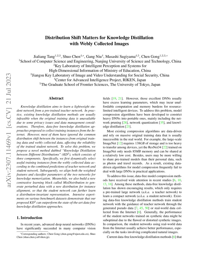 Distribution Shift Matters for Knowledge Distillation with Webly ...