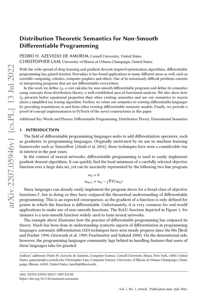 Distribution Theoretic Semantics For Non Smooth Differentiable Programming Deepai 0359