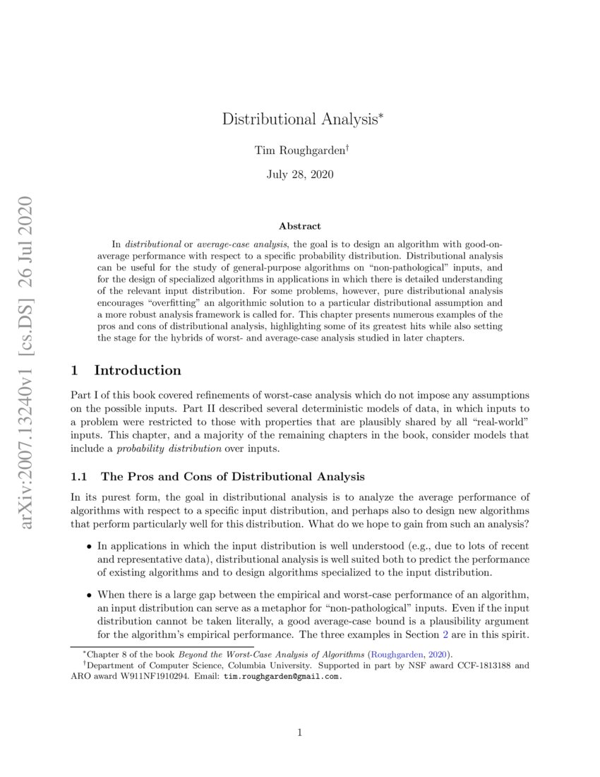 Distributional Analysis | DeepAI