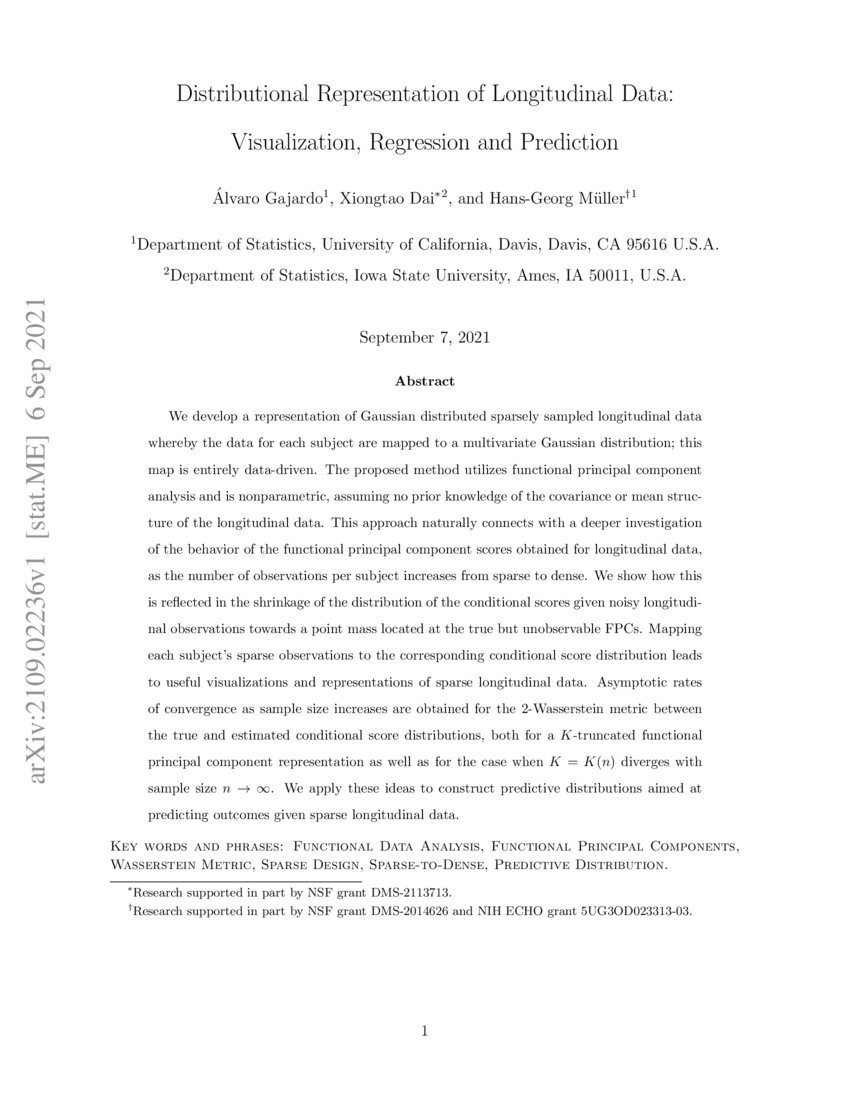 Distributional Representation of Longitudinal Data: Visualization, Regression and Prediction ...