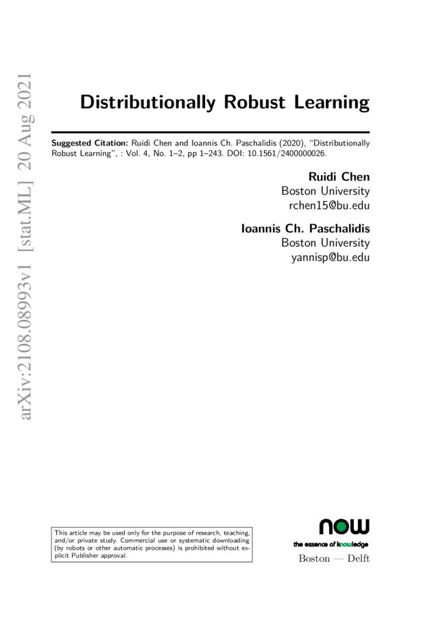 Distributionally Robust Learning Deepai 