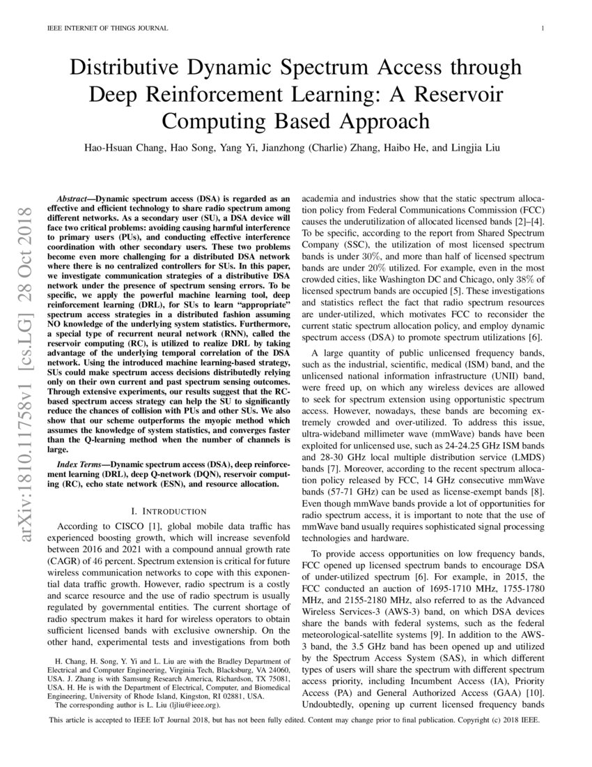 Distributive Dynamic Spectrum Access through Deep Reinforcement Learning: A Reservoir Computing ...
