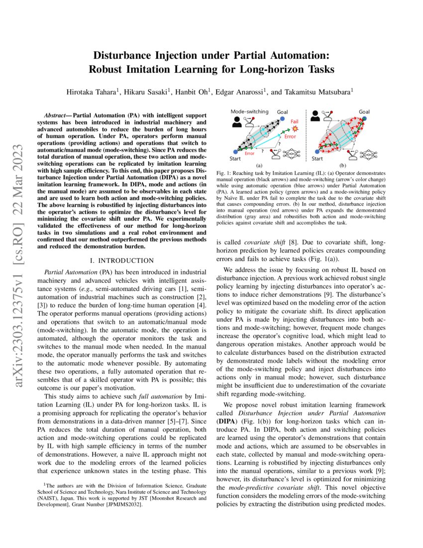 Disturbance Injection under Partial Automation: Robust Imitation Learning for Long-horizon Tasks ...