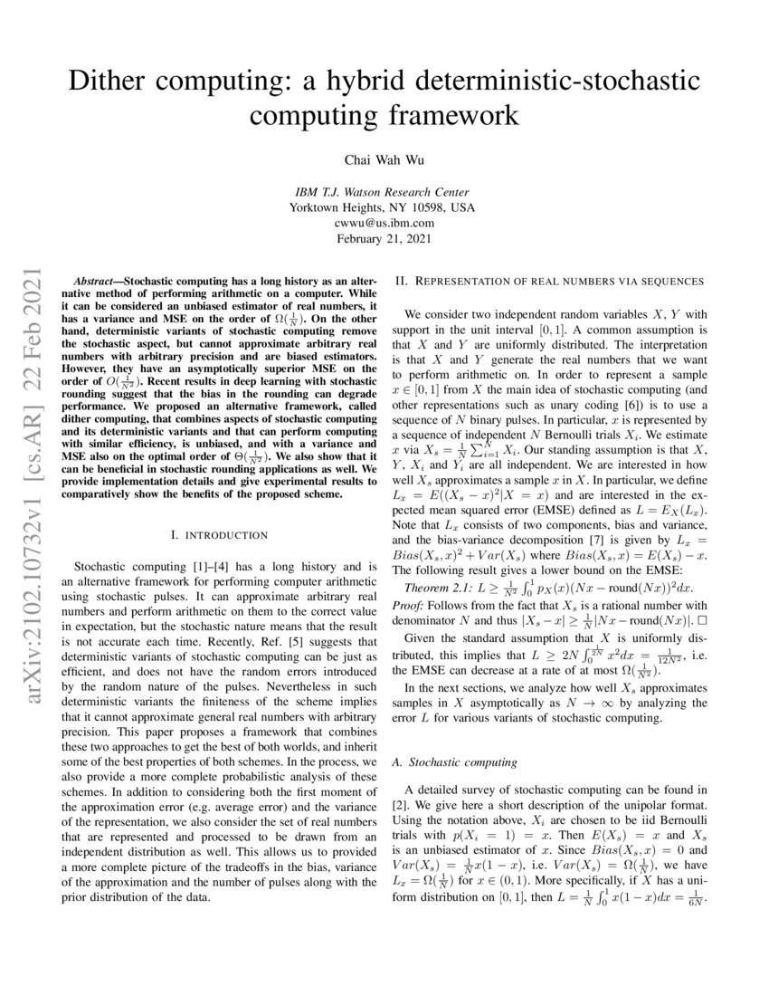 Dither Computing A Hybrid Deterministic Stochastic Computing Framework 8393
