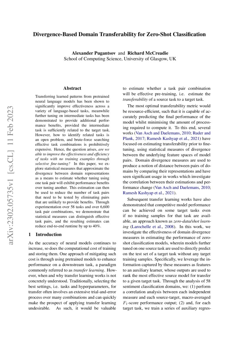 Divergence Based Domain Transferability For Zero Shot Classification Deepai