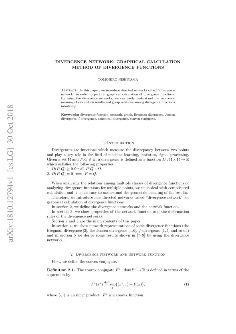 Divergence Network: Graphical calculation method of divergence ...